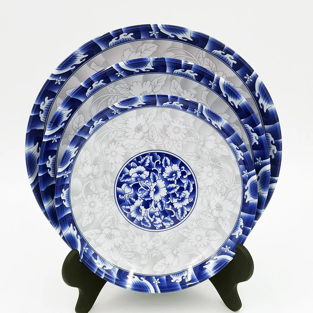 White/blue Asian Chinese Melamine Dinnerware - Sustainable & Stylish