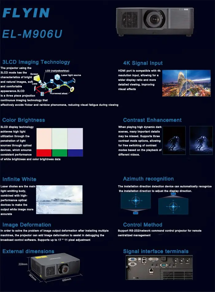 3LCD 20K Lumens Laser 4K Projector for 3D Hologram Mapping