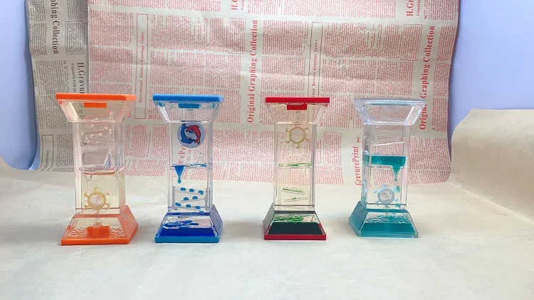 Acrylic Water Floating Liquid Oil Hourglass Timer by Xinbaohong