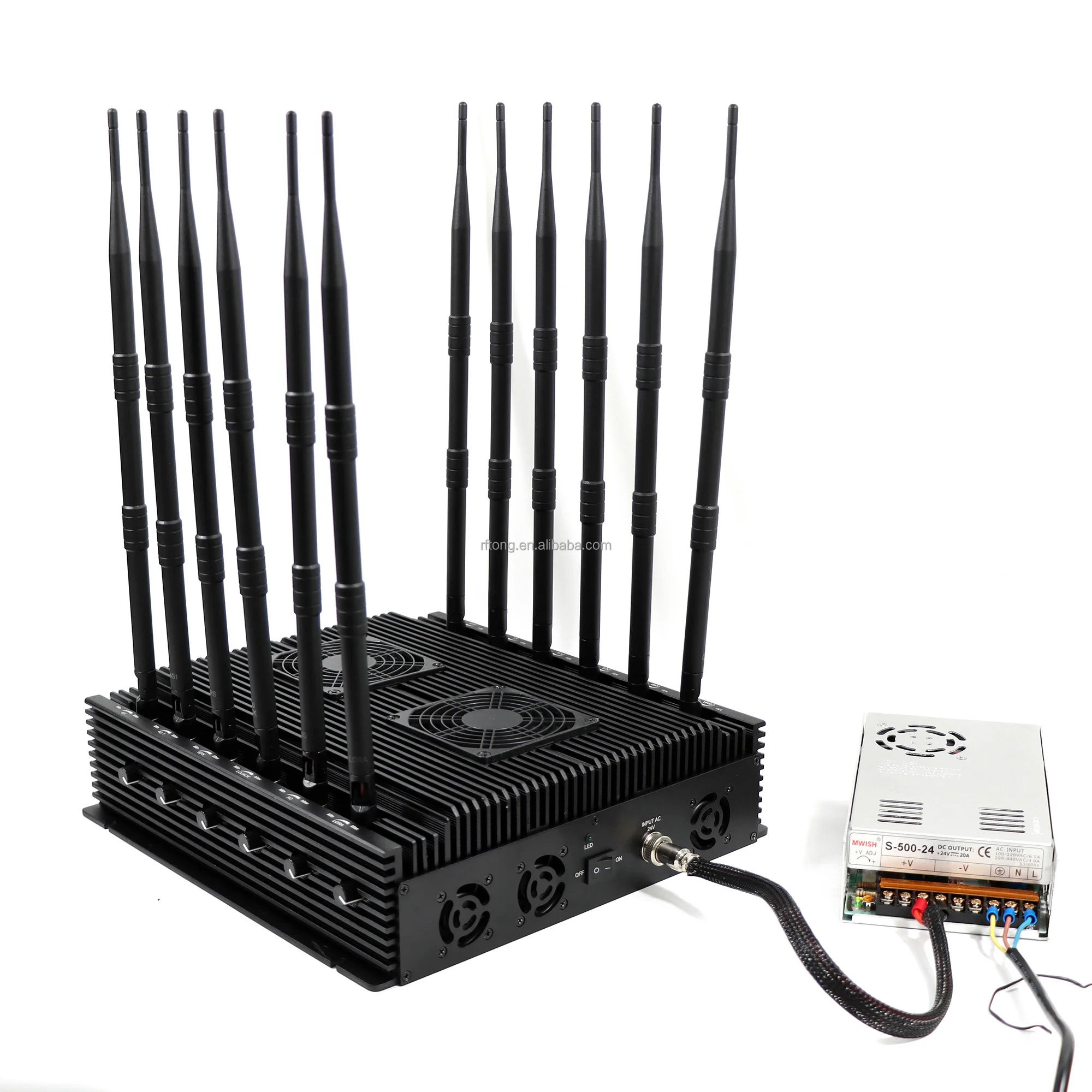 Desktop 12 Channel High Power 96W GSM 2G 3G 4G 5G 315 433 868 GPS WIFI ...