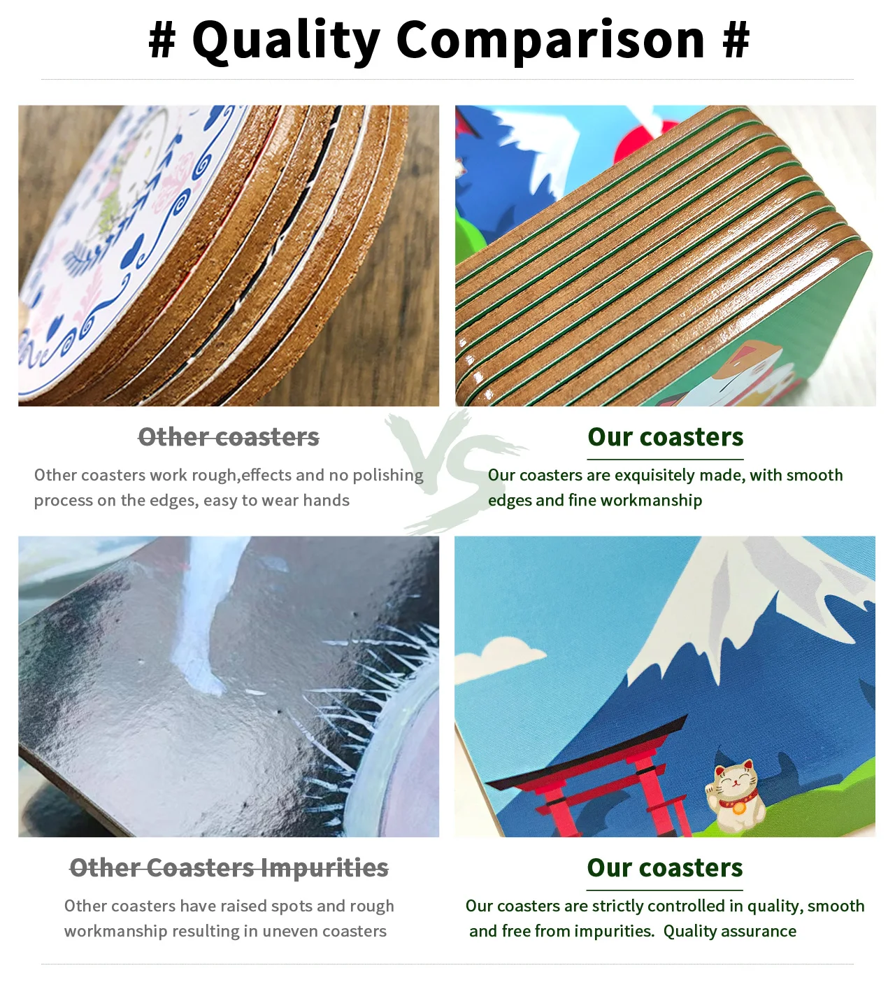 Oem Customize Lamination Melamine Printed Sublimation Mdf Coasters Cork ...