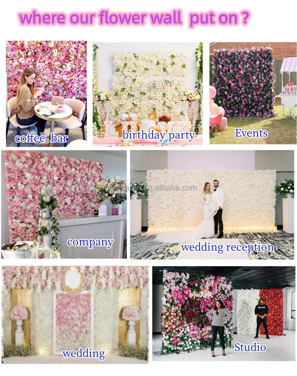Luxury Silk Rose Flower Wall Backdrop for Wedding Props Photography ...