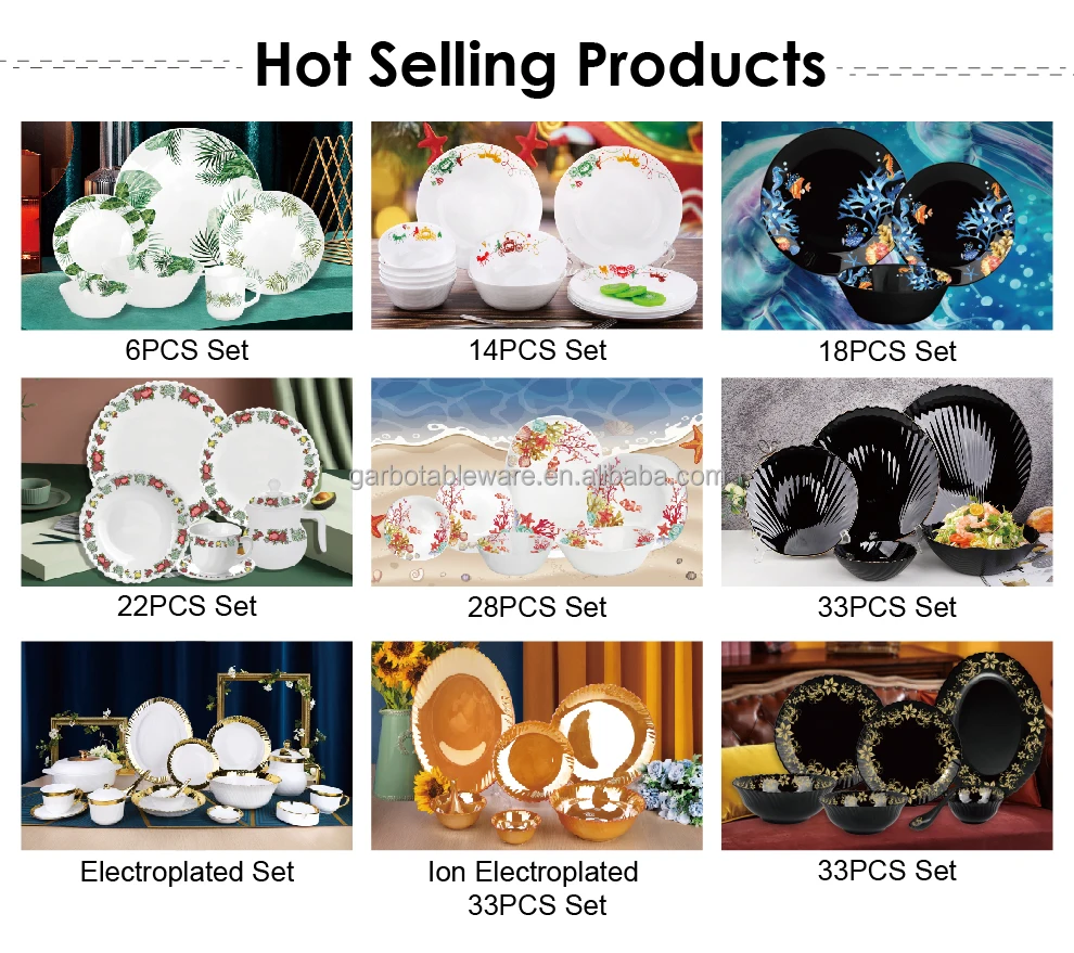 58 Pieces Opal Dinner Set - Arabic Style for 12 Persons