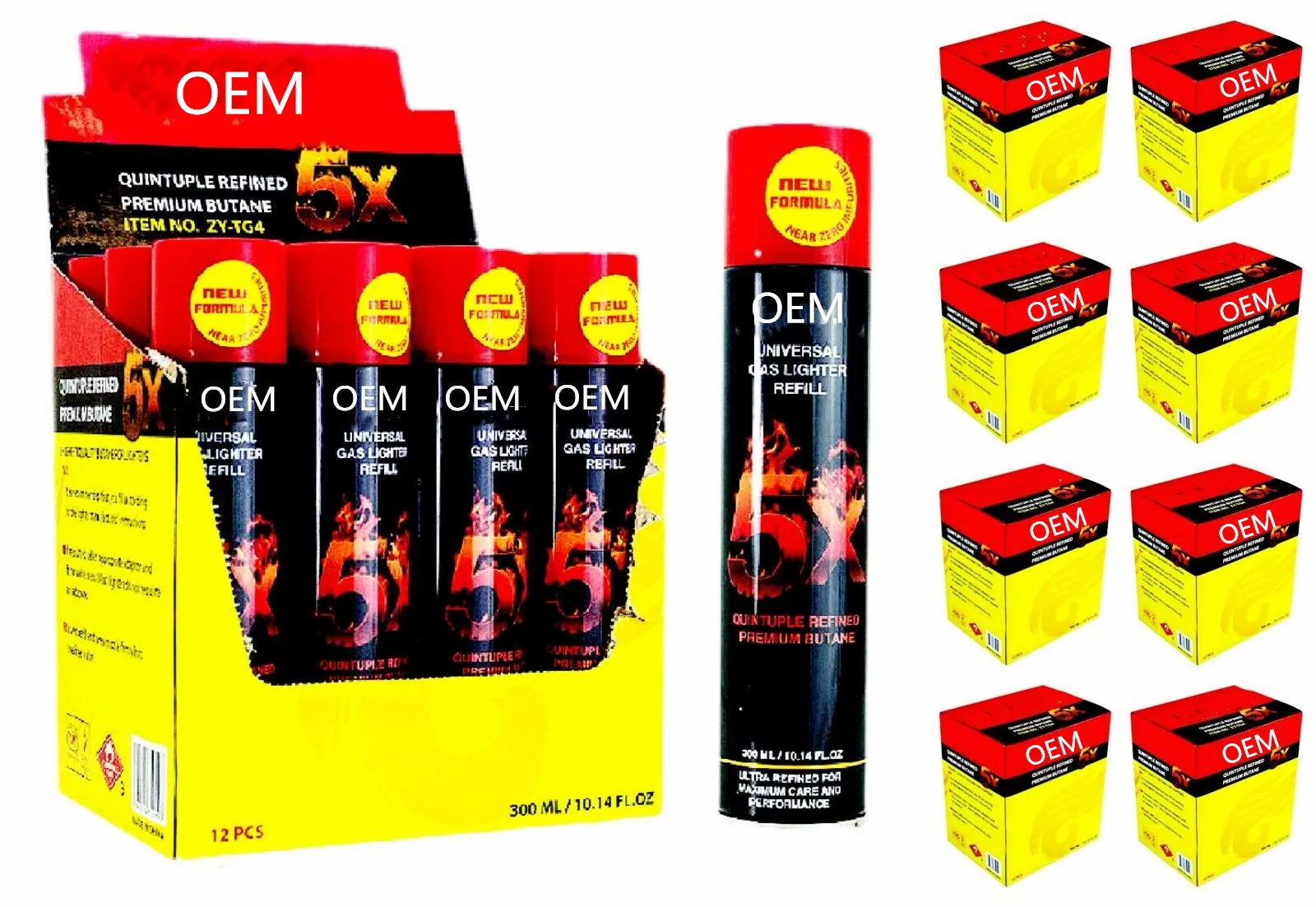 5x Lighter Gas Refill - 0.14oz-12-Pc Butane Gas Cartridge