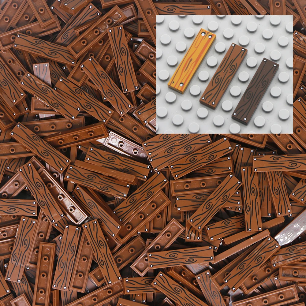 City Moc Brick Wood Grain Building Blocks Printed Tile 1x4 Pattern ...