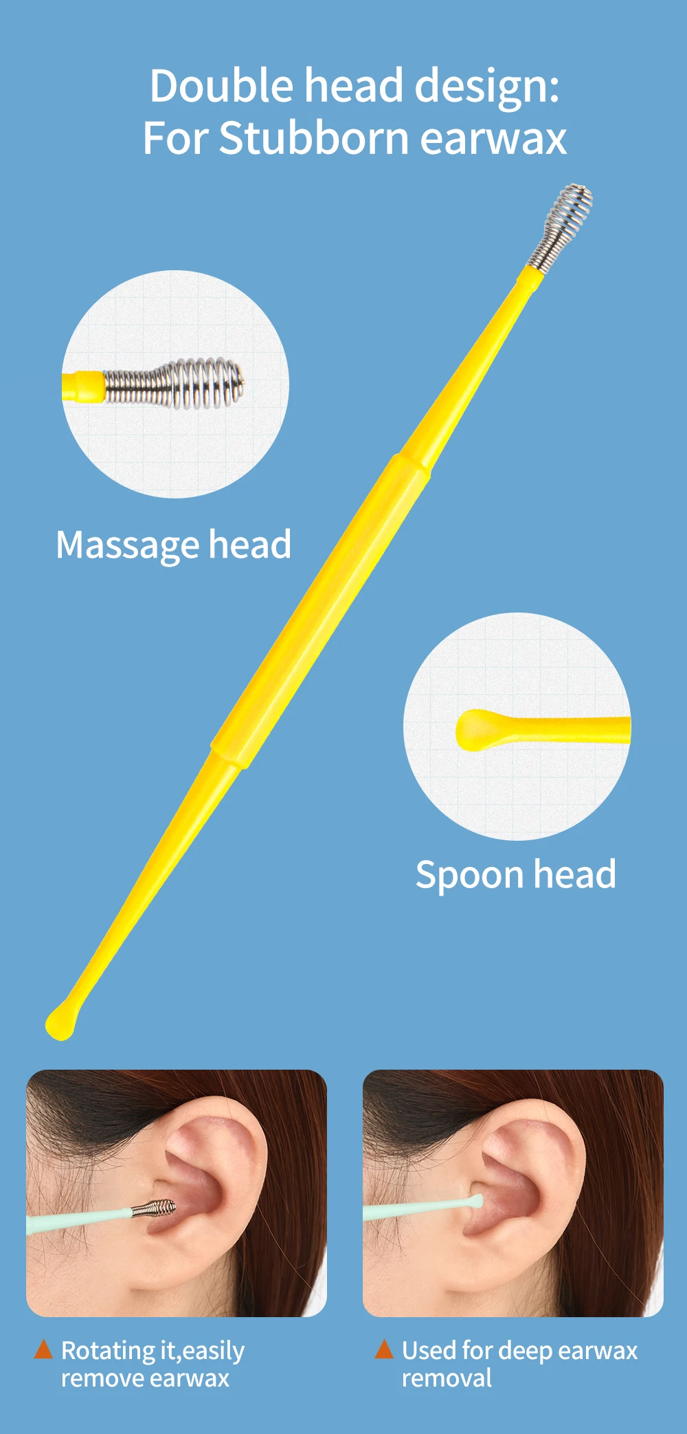 Portable Silicone Spring Earpick Removal Spoon Kit Stainless Steel ...