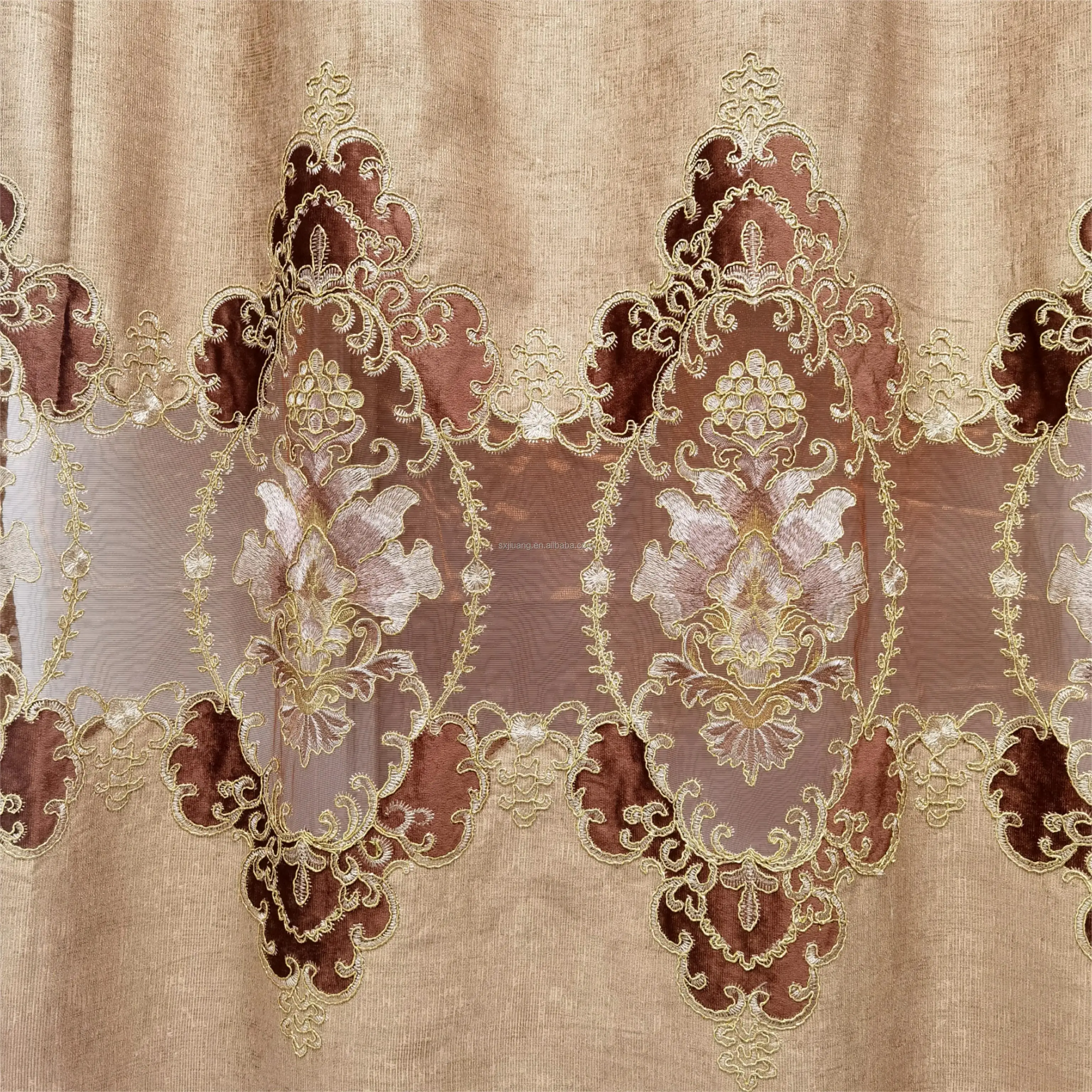 Hot Sale European Style Luxury Curtains Yellow Chenille Embroidered ...