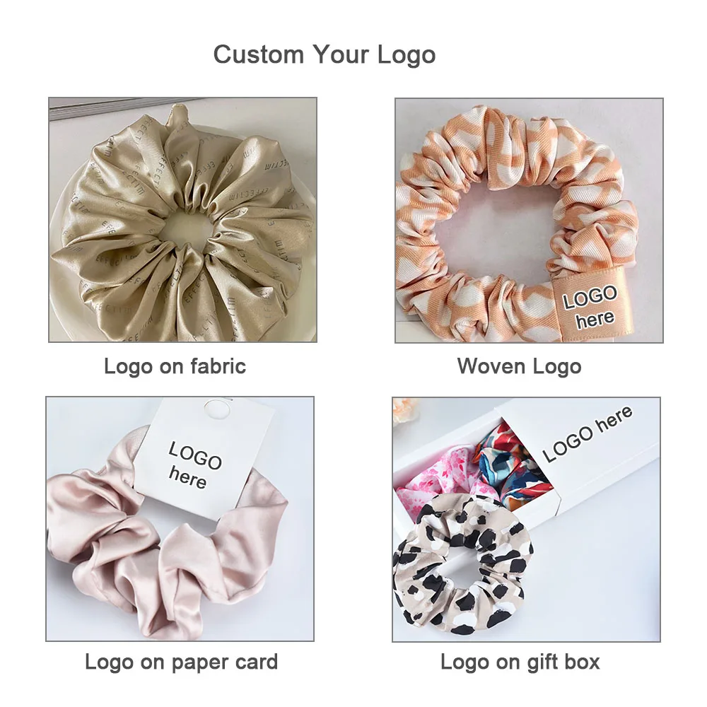Small Moq Custom Printed Satin Wholesale Girls Women Elastic Scrunchy ...