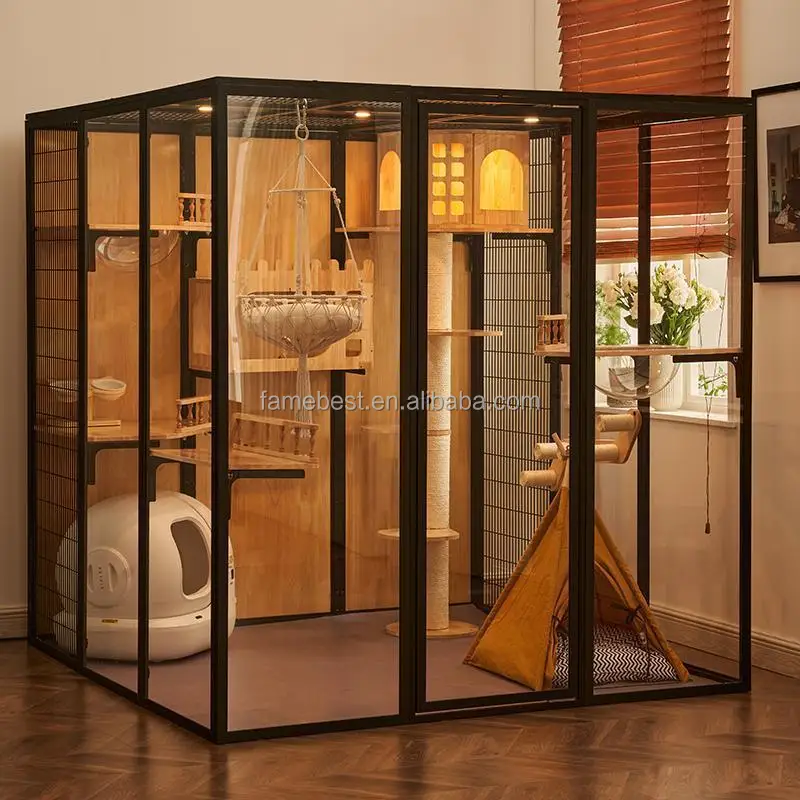 Large Indoor Cat Enclosure - FAMEBEST Cat Condos & Platforms