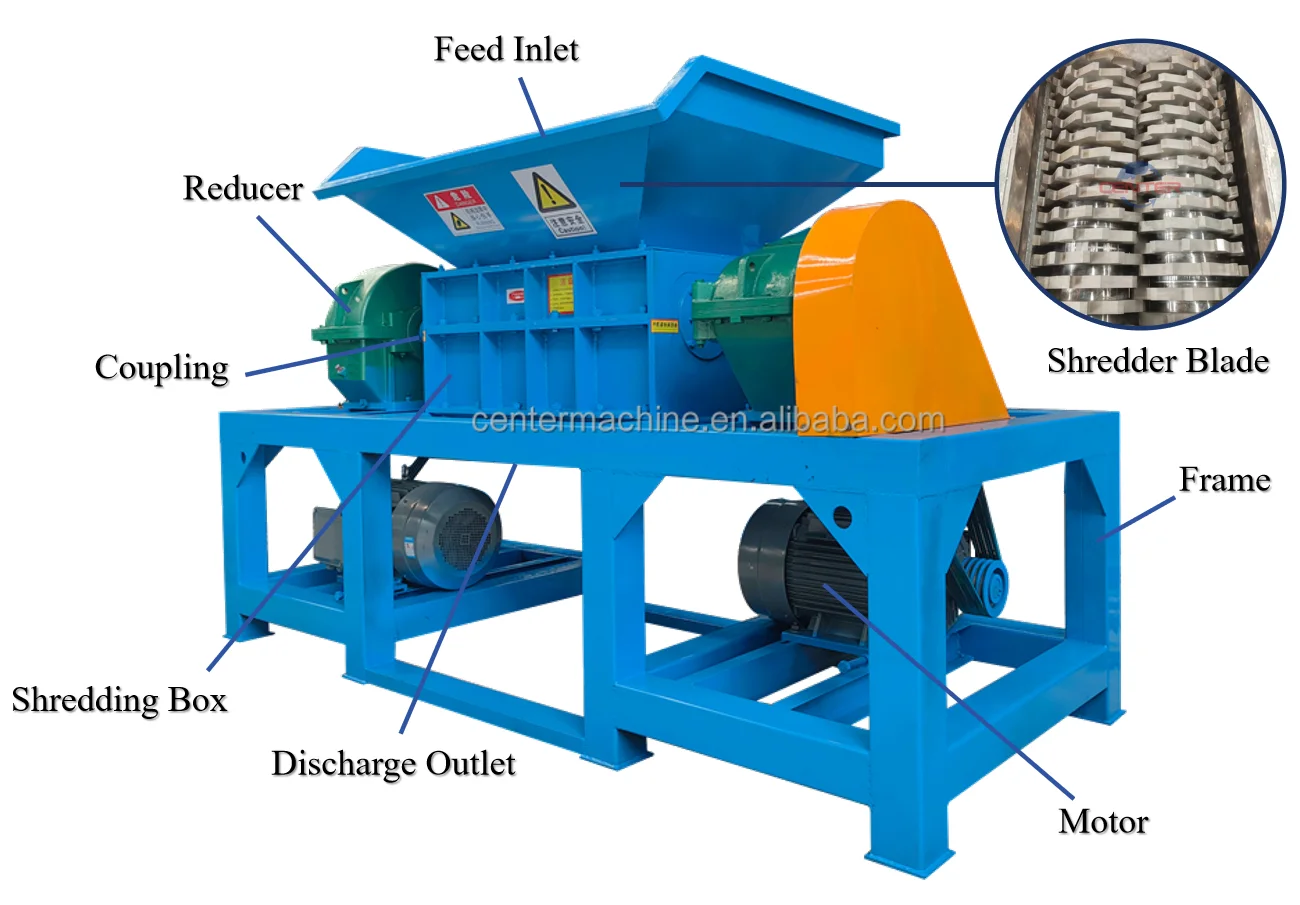 Precision Double Shaft Shredder Machine Scrap Iron Two Shaft Shredder ...