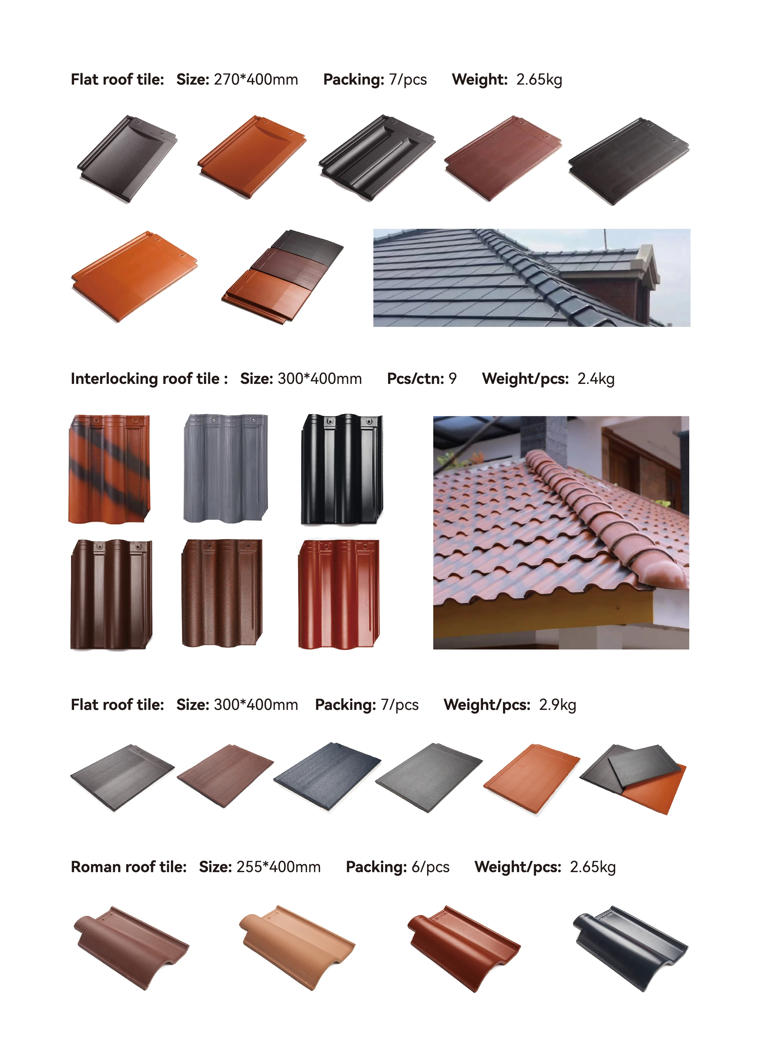 High Quality Fire Resistant Ceramic Roof Tile Modern Design Factory ...