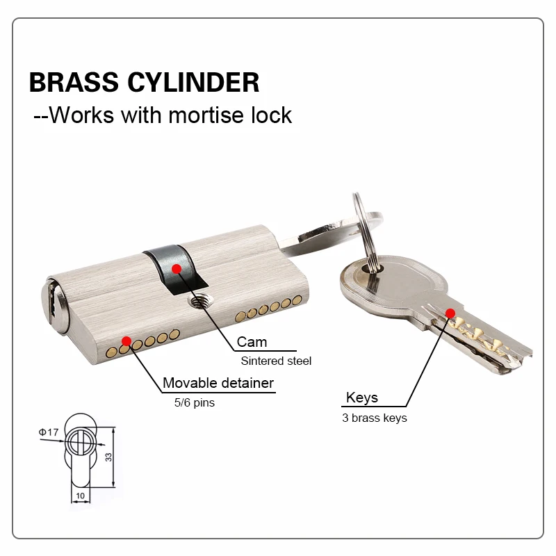 French Zinc Alloy Mortise Door Lock for Fire Wooden Doors