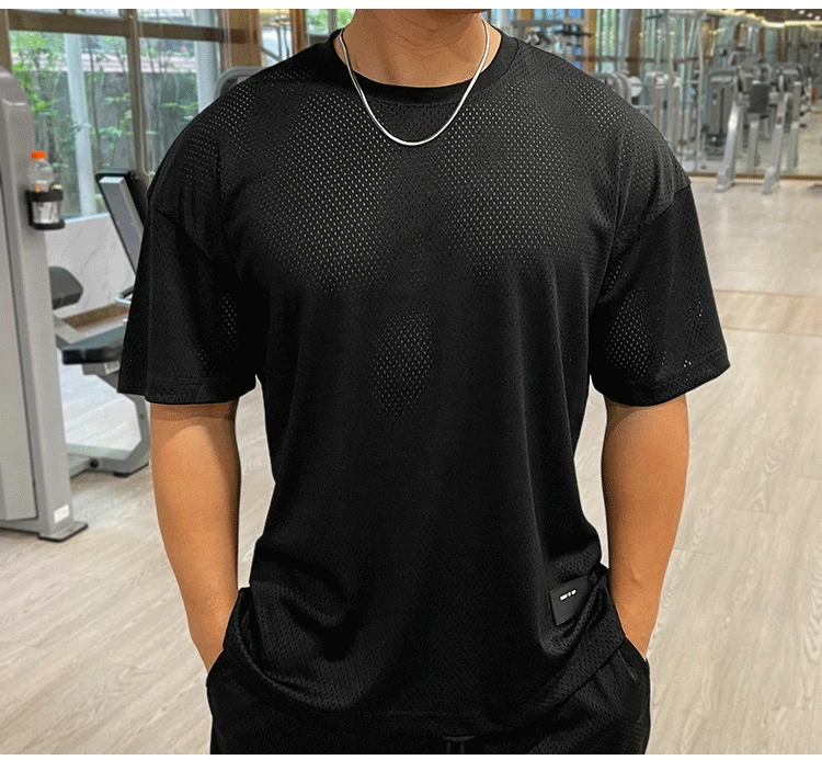 Mens Casual Quick Dry Sporting Mesh Tshirt Fitness Bodybuilding Gym ...
