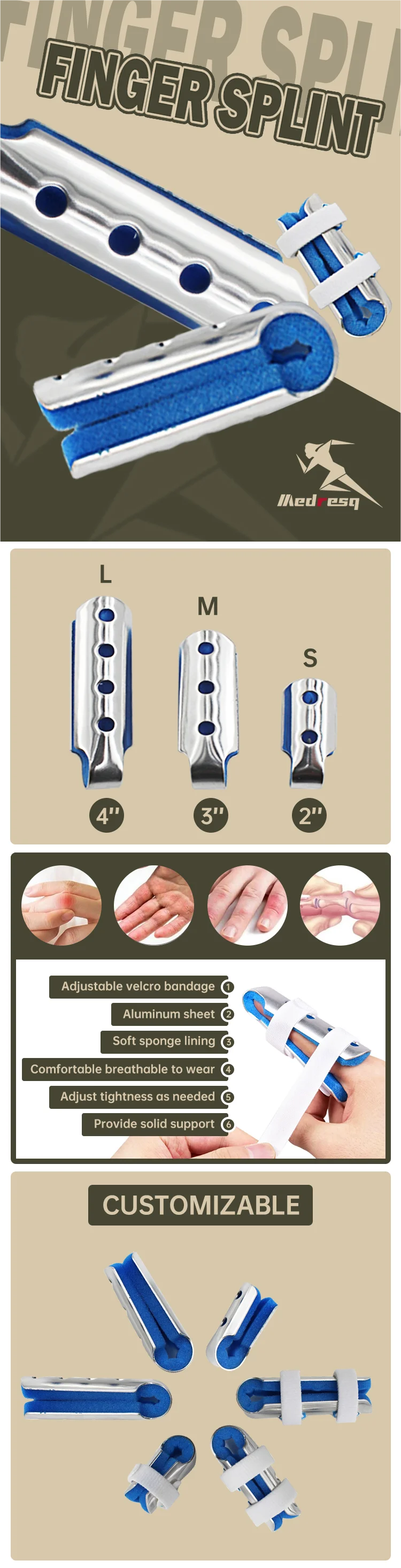 Medical Finger Orthopedic Fingerboard Orthosis Splint Adjustable Finger ...