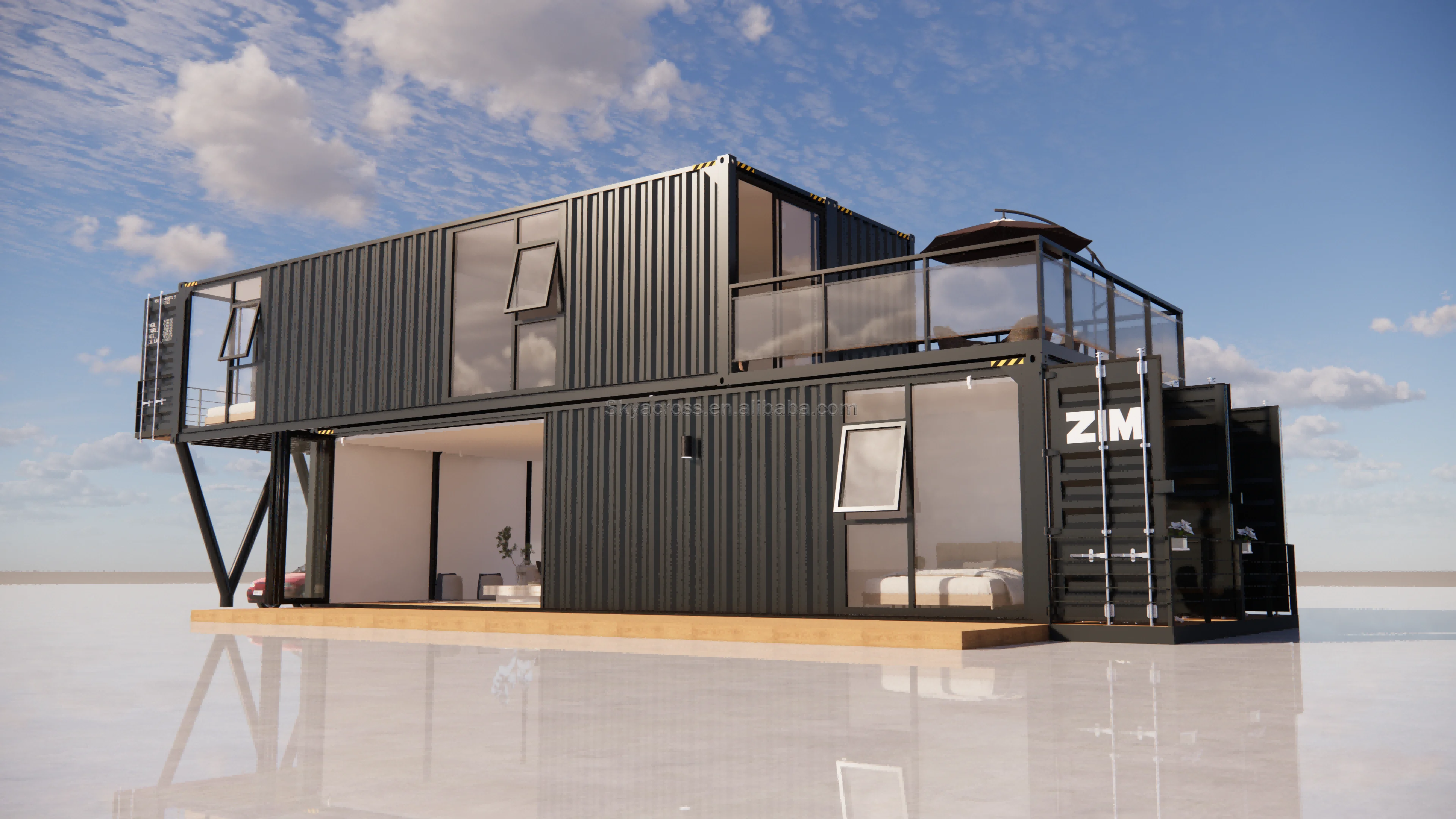 40ft 20ft Glass Wall Luxury Container House - Portable Home