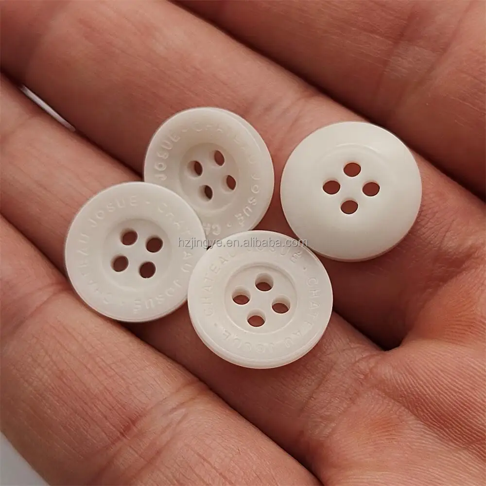 24L 28L Natural White Color 4 Holes Corozo Button with Customized Logo, Customized Corozo Button ...