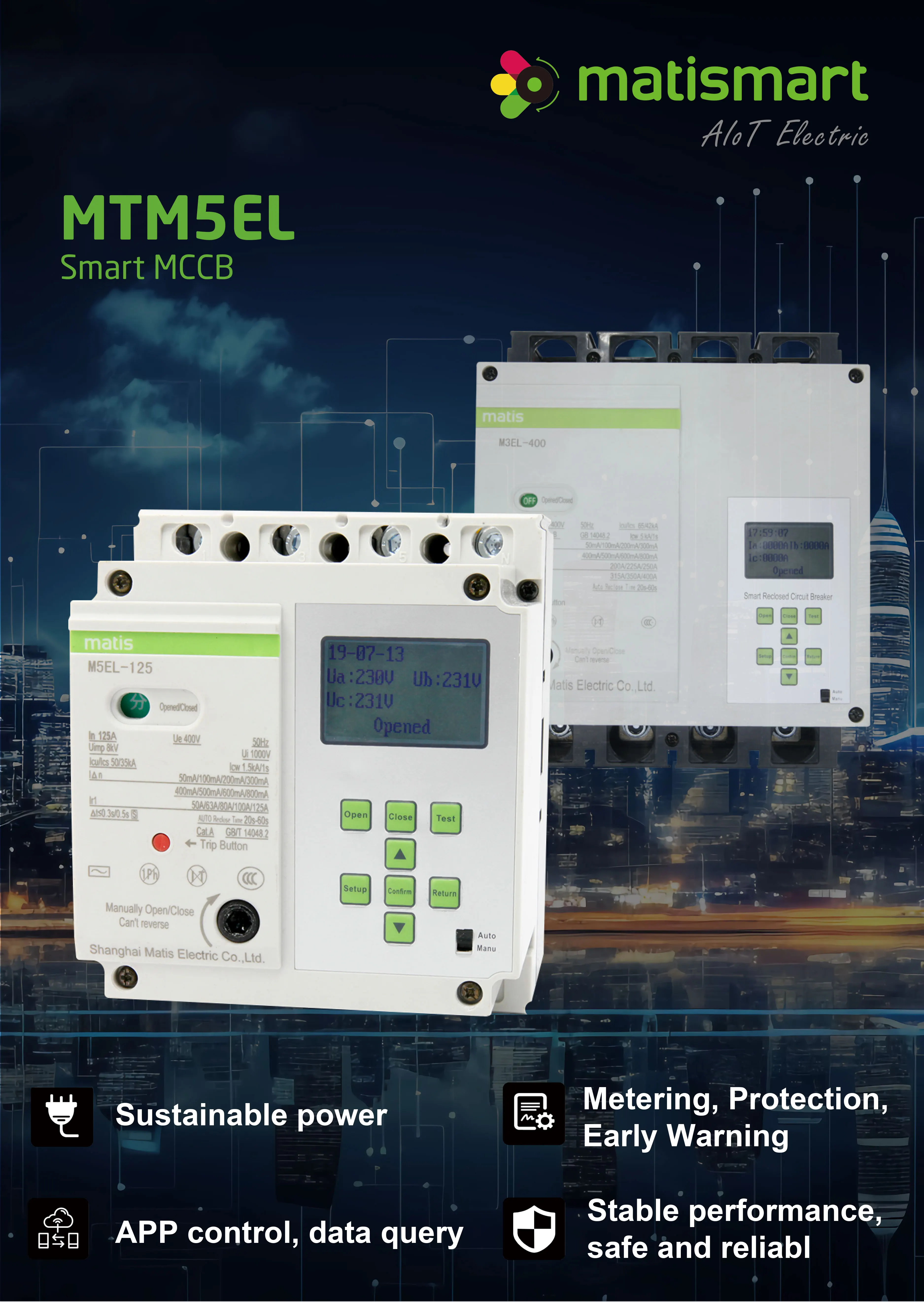 Matismart Remote Controlled Motorized Mccb 250a with RS485