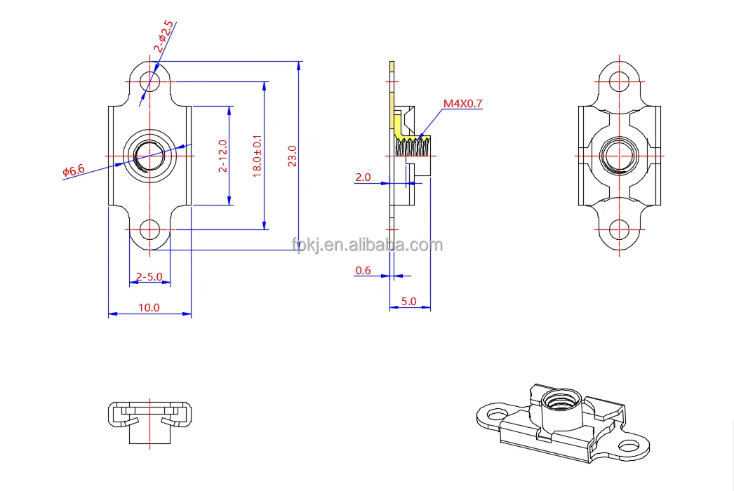 Custom M4 Two Lug Floating Anchor Nut - Zinc Plated Aviation Fasteners ...