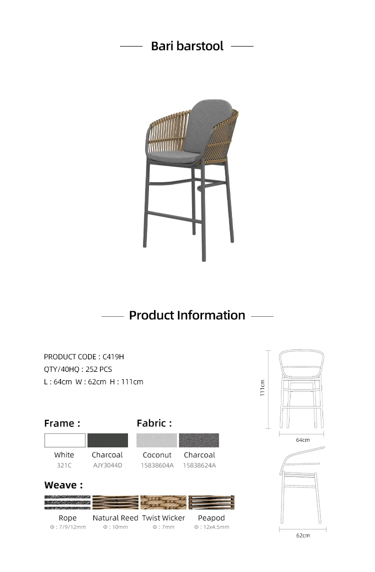 Artie Modern Bar Chair Design Outdoor Round Dining Table Set