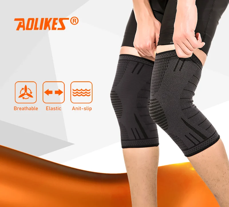 Elastic Knee Support Pressure Bandage Volleyball Long Knee Pad ...