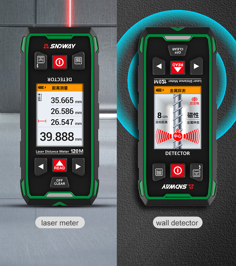 SNDWAY SW-6100GT Digital Laser Distance Meter & Wall Stud Detector