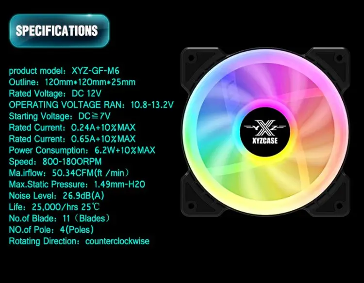 120mm 12v Control RGB ARGB PC Cooling Fan - 30000 Hrs Life