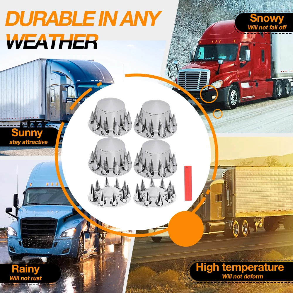 Volvo Mack Kenworth Truck Complete Abs Chrome Axle Cover Kit With 60 ...