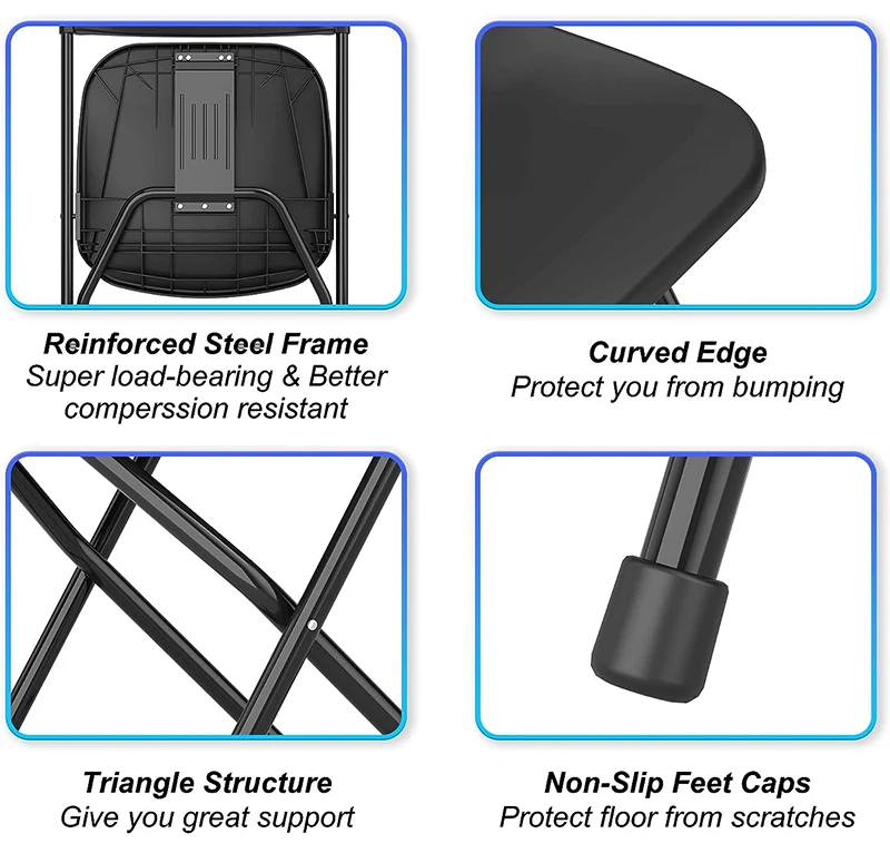 Outdoor 6 Ft Portable Rectangular Folding Plastic Chairs