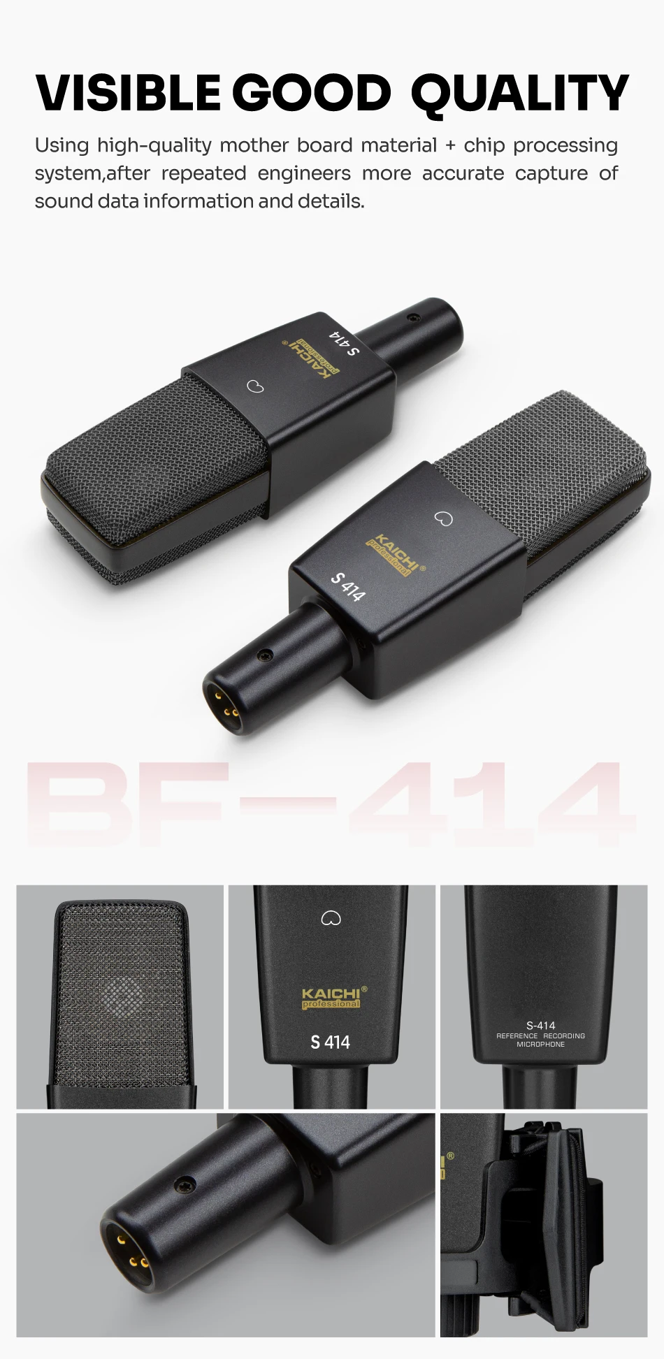 BAIFEILI S414 Professional 48V Wired Studio Recording Microphone ...