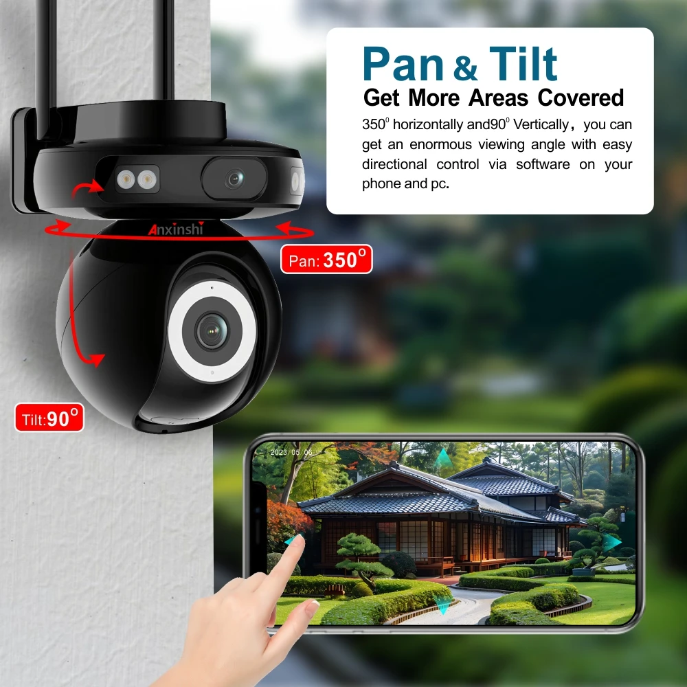 8CH 5MP Smart WiFi Solar PTZ Camera Kit with Red Blue Light Black/White ...