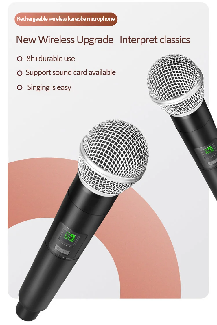 Uhf Dynamic Microfone Sem Fio Rechargeable Universal Handheld Cordless ...