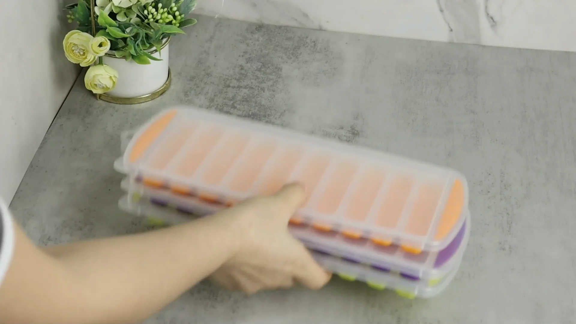 Raybin Popsicle Ice Cream Mold Thin Stick Ice Cube Trays Reusable Long ...