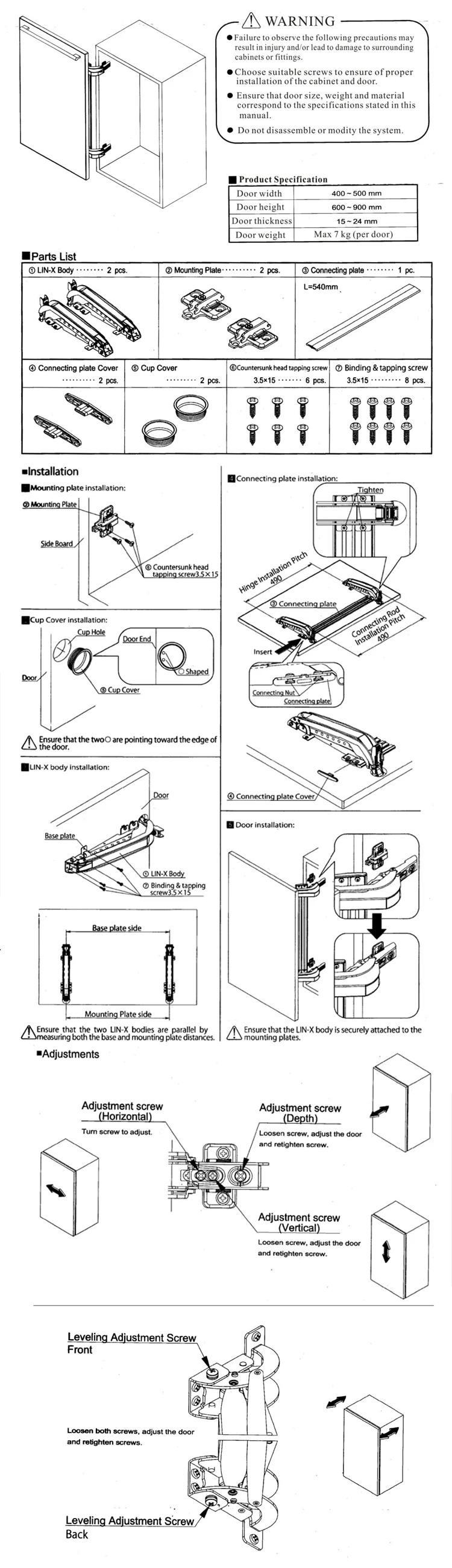 Adjustable Sliding Door Pivot Hinges - 180° Mechanism for Modular ...