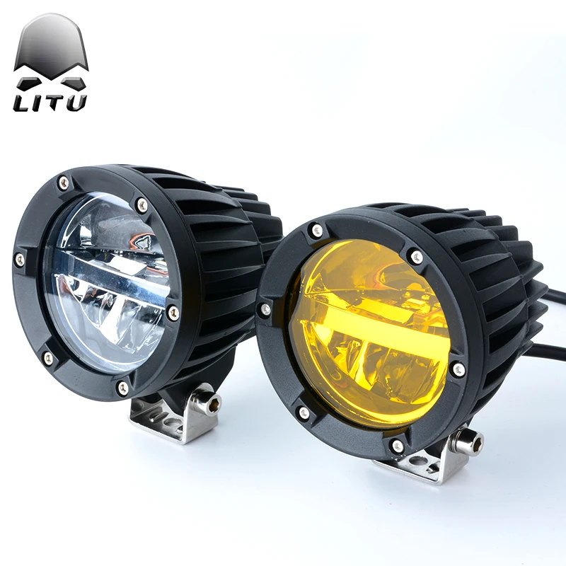 Offroad 12v 24v 4 Inch 50w White Yellow Dual Color Strobe Led Work ...
