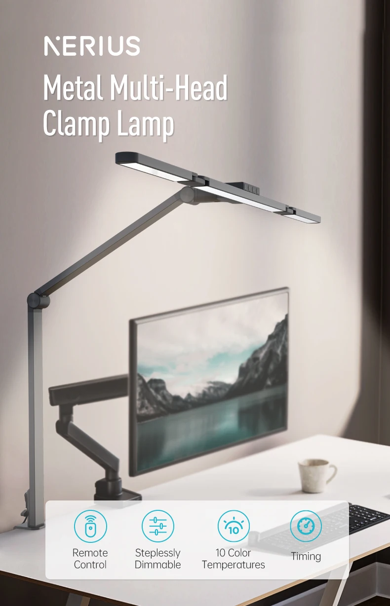 24W Office LED Lamp - Collapsible, Eye Protection Desk Light