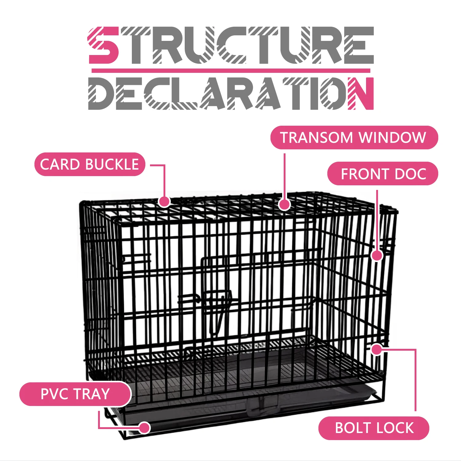 Heavy Duty Box Pet Black Metal Folding Cage Chew Resistant Carrier ...