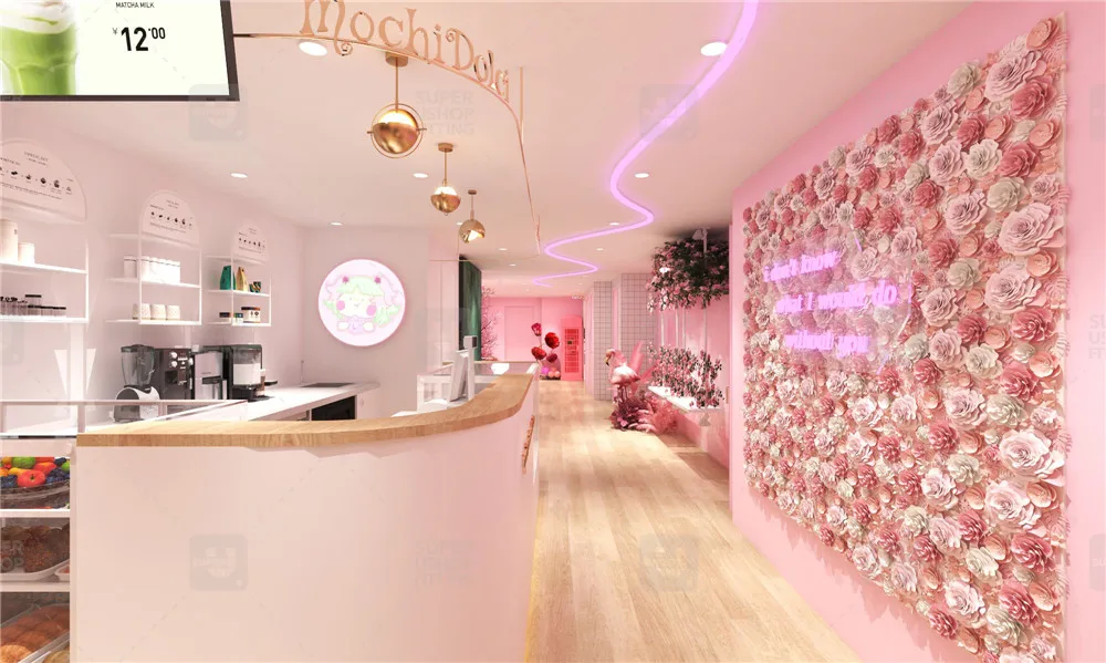 Custom Retail Milk Tea Store Interior Decoration PV