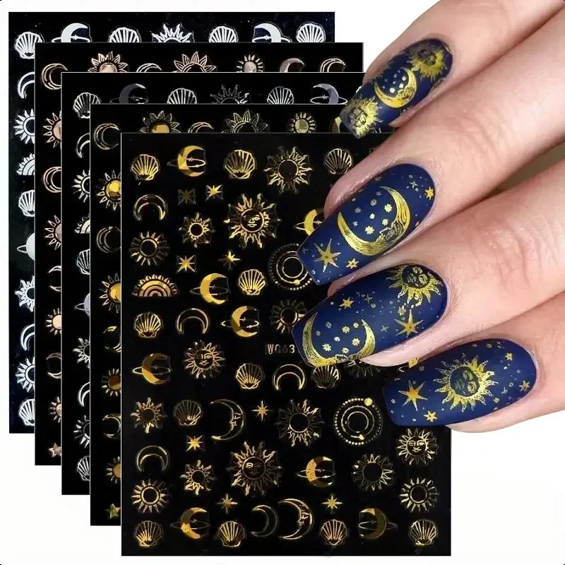 Nail Decoration Celestial Style Nail Decals 3d Moon Star Sun Designs ...
