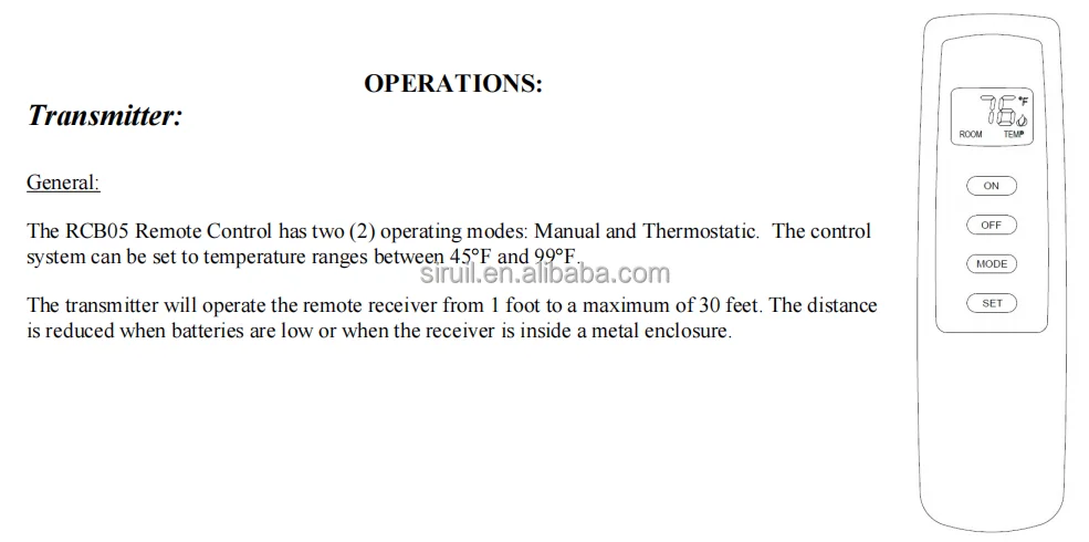 Gas Fireplace Remote Control And Receiver Millivolt On/off Thermostat ...