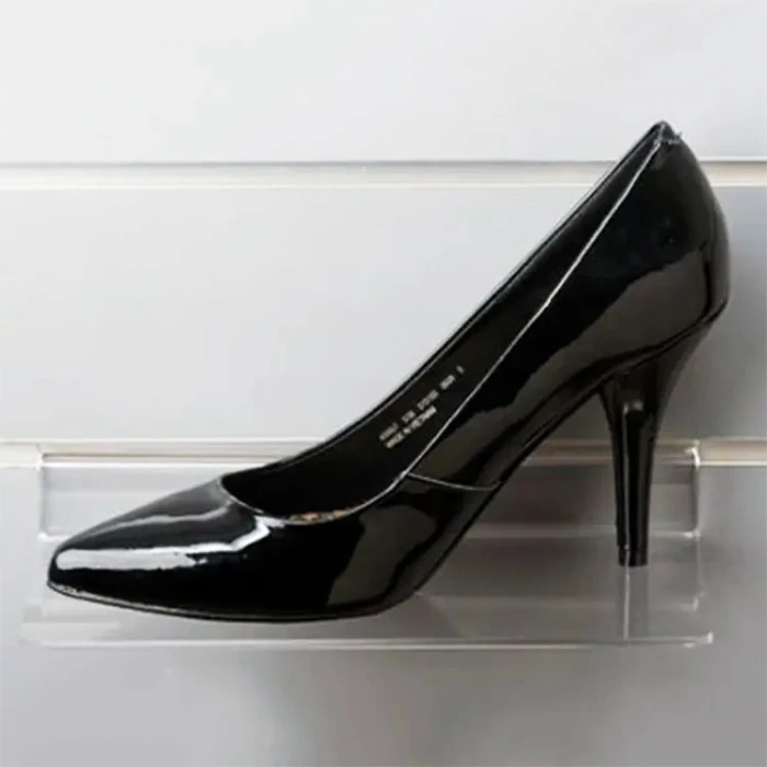 Custom Wall Mounted Orange Acrylic Shoe Display Rack Slatwall Clear ...