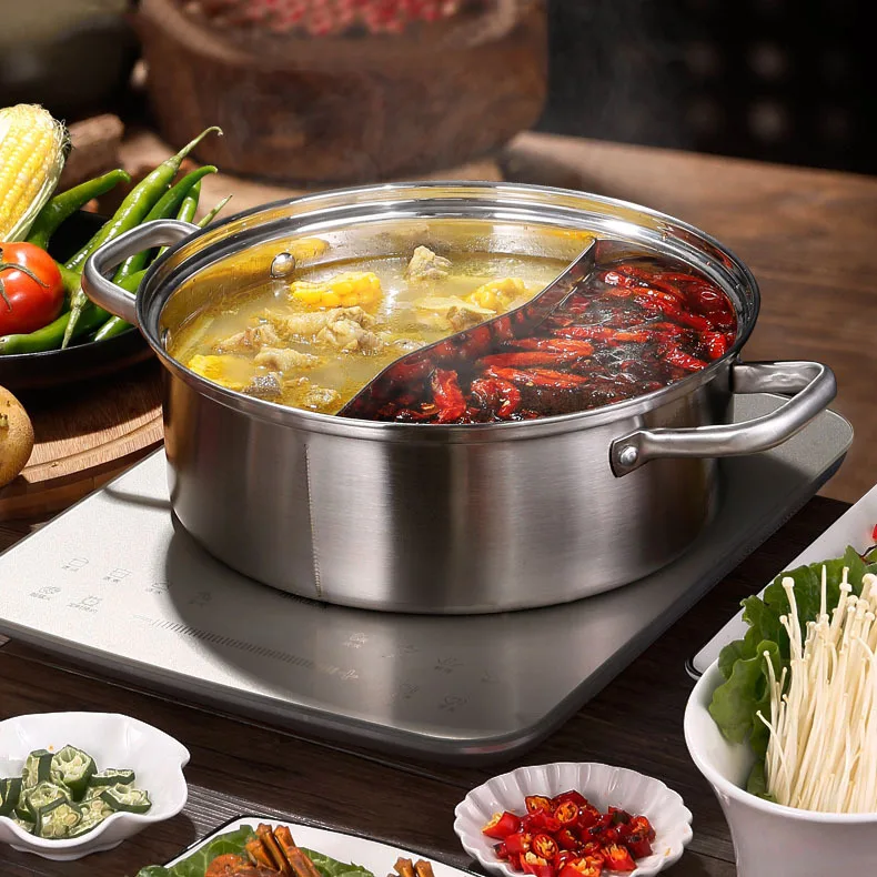 Stainless Steel Hot Pot With Glass Lid Mandarin Duck Pot - Buy ...