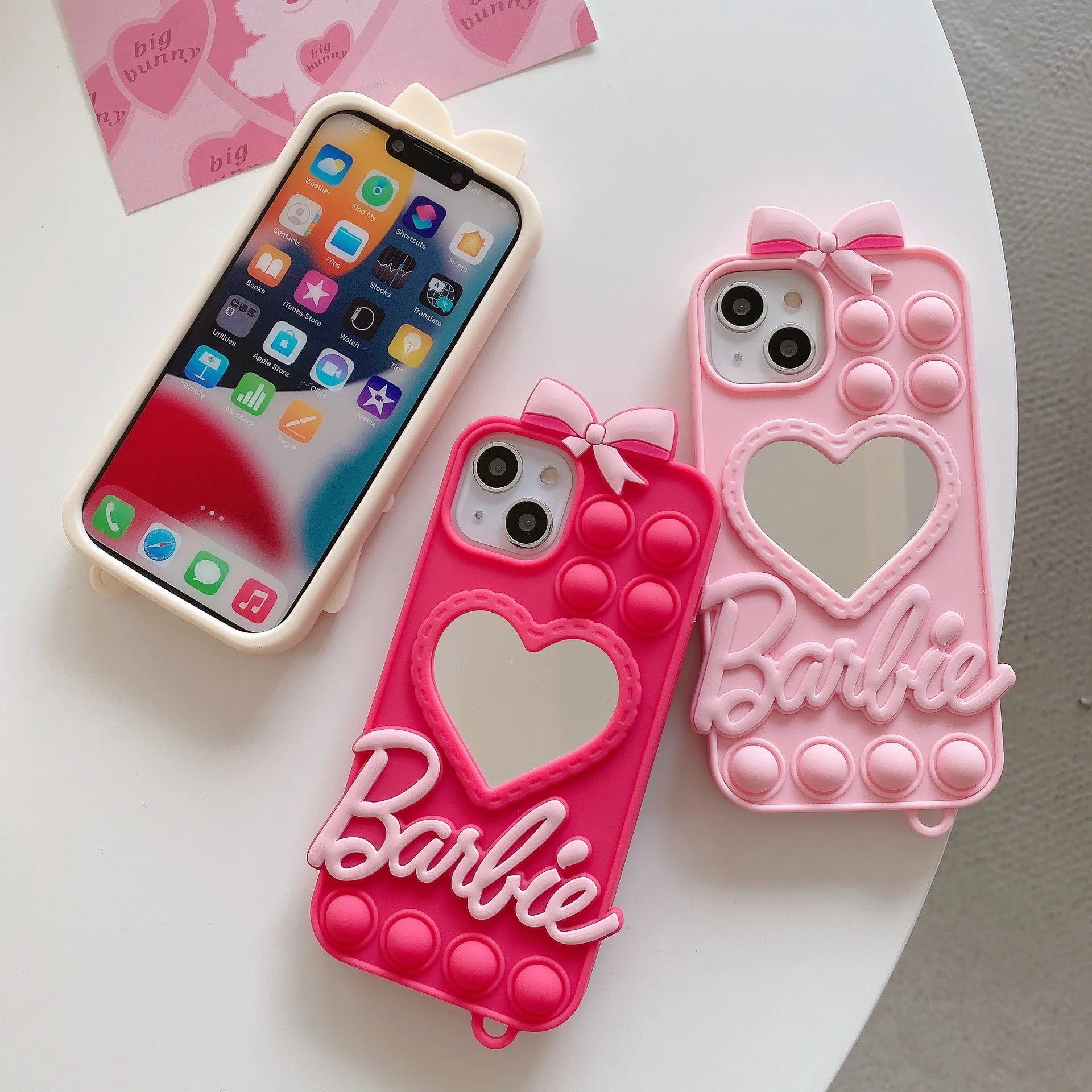 Functional Cute Silicone Barbie Phone Case With Mirror Makeup Cell ...