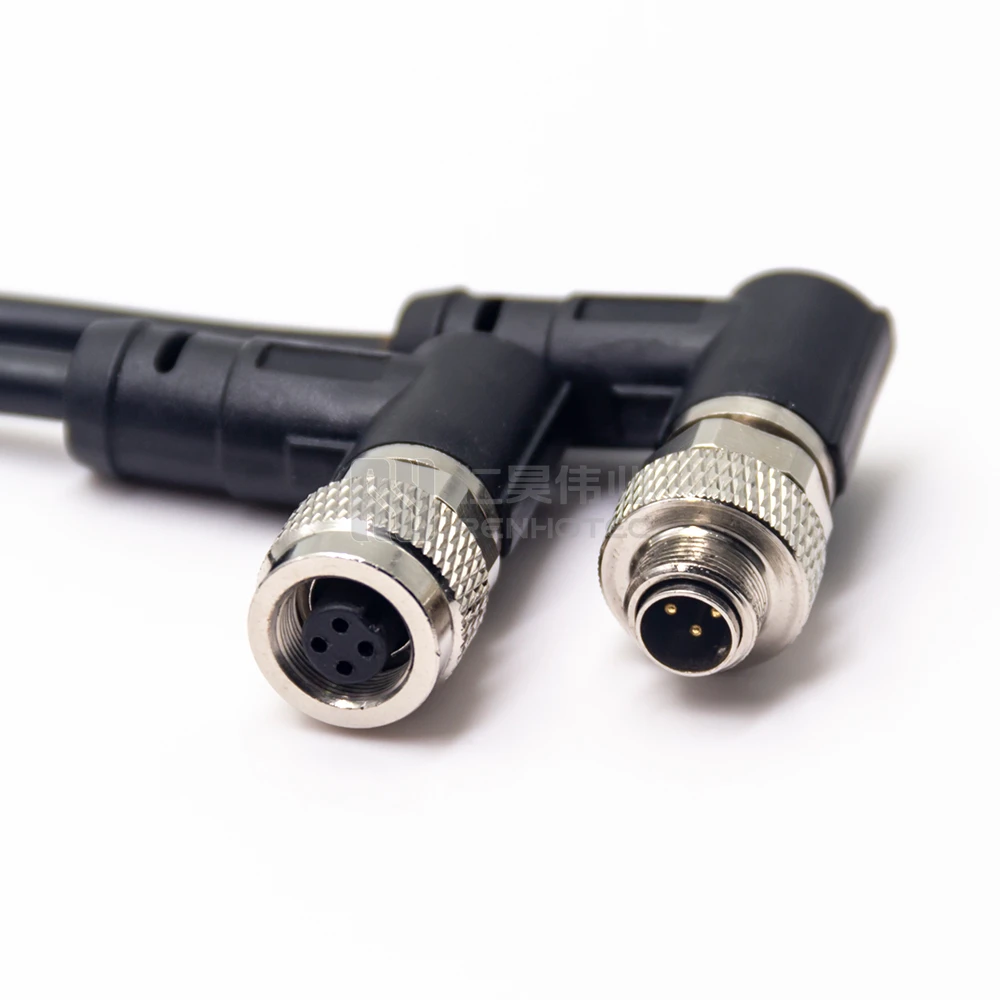 4 Pin Connector - M9 90 Degree Male Female Cable Extension