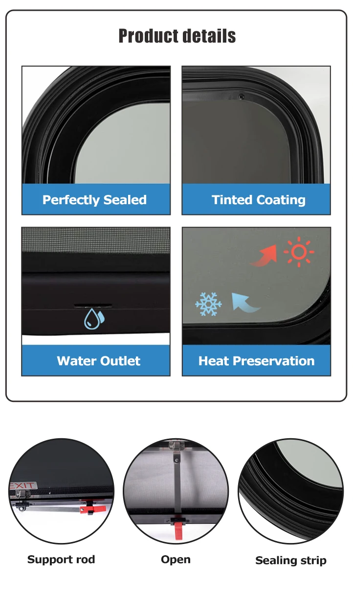 Homful Rv Windows Double Glazed Motorhome Caravan Camper Window Sliding ...