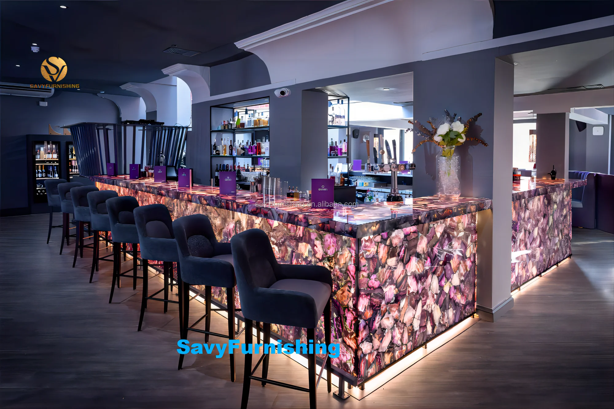 Luxury Onyx Stone Bar Counter Builder Illuminated Marble Bar Counter ...