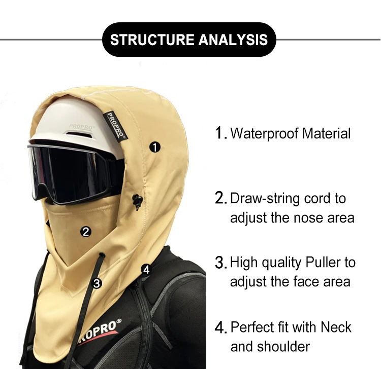 PROPRO Full Face Mask - Waterproof Ski Balaclava Hoodie