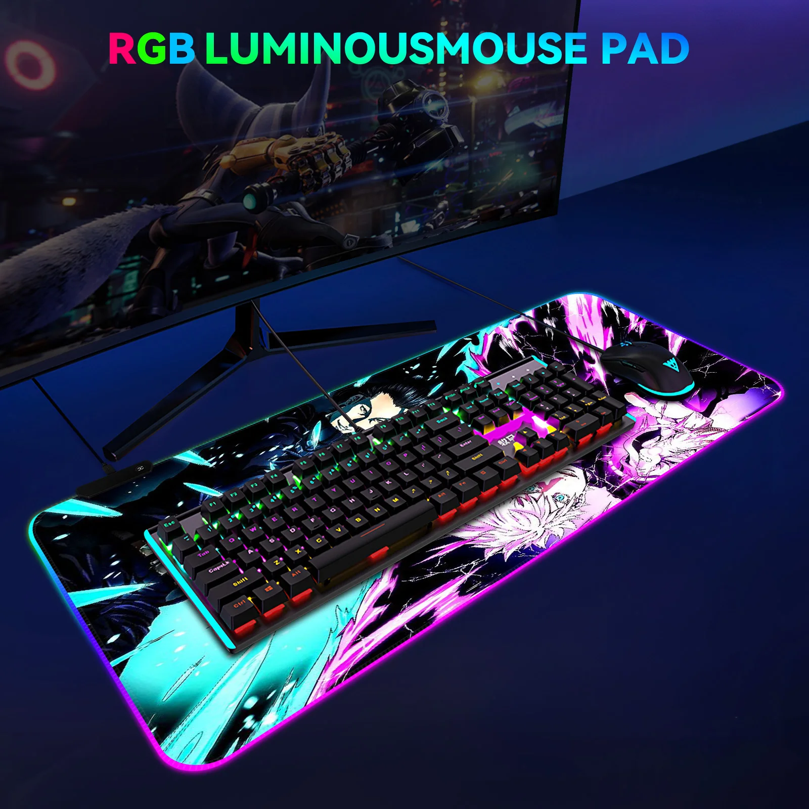 FLAME SNAKE Cartoon Series Japanese Anime Printed RGB Gaming Mouse Pad ...