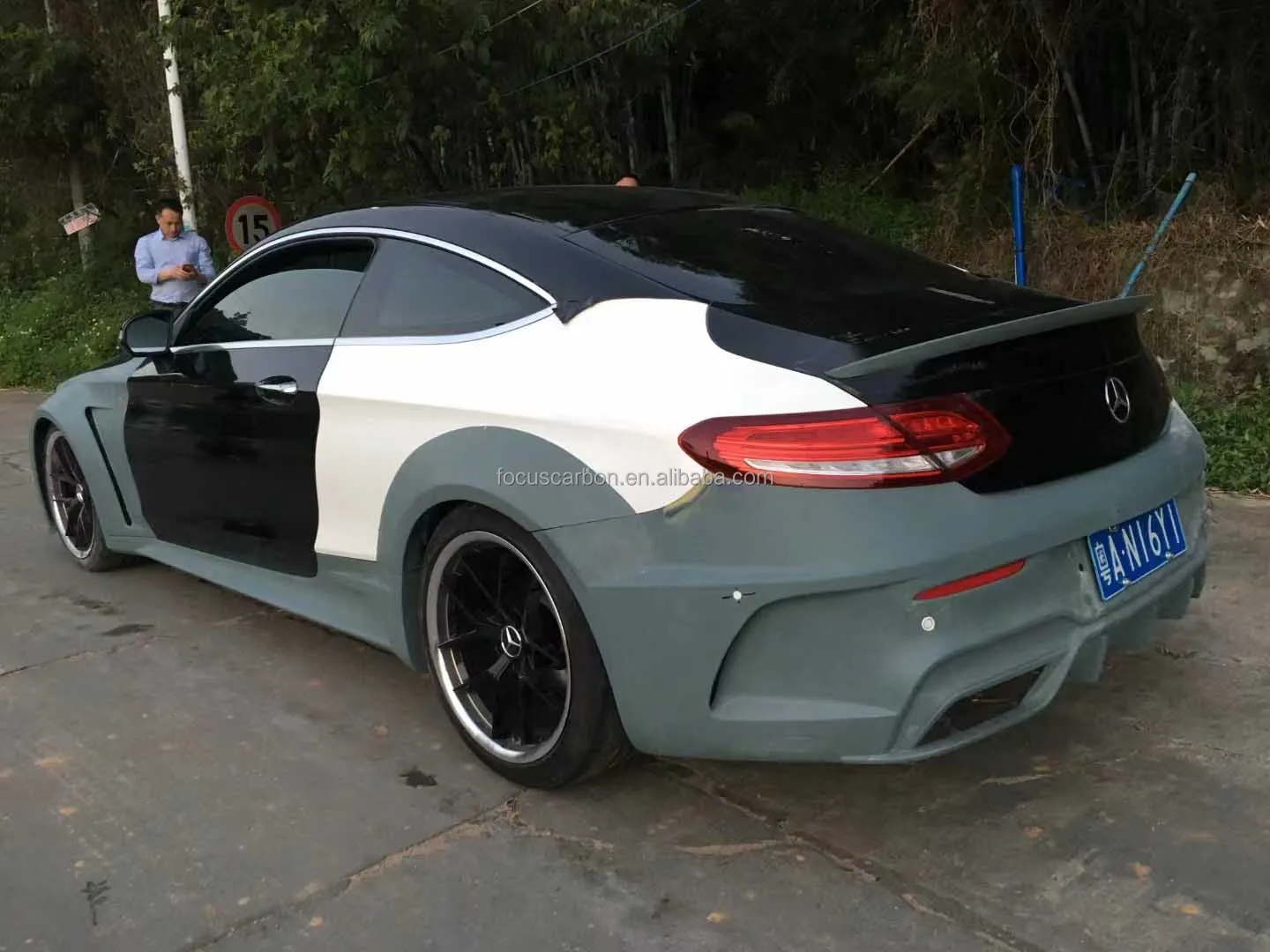 PD Style Wide Body Kit for W205 C63/C63S Coupe Sedan CF+FRP Car Bumpers ...