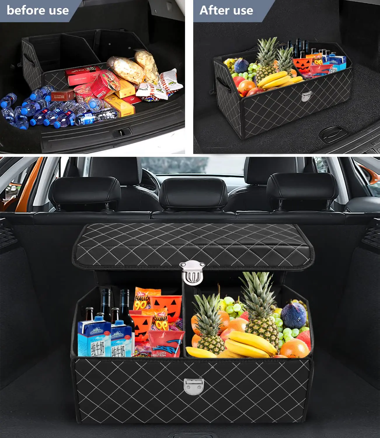Factory Custom Cargo Storage Box Suv Leather Collapsible Auto Grocery ...
