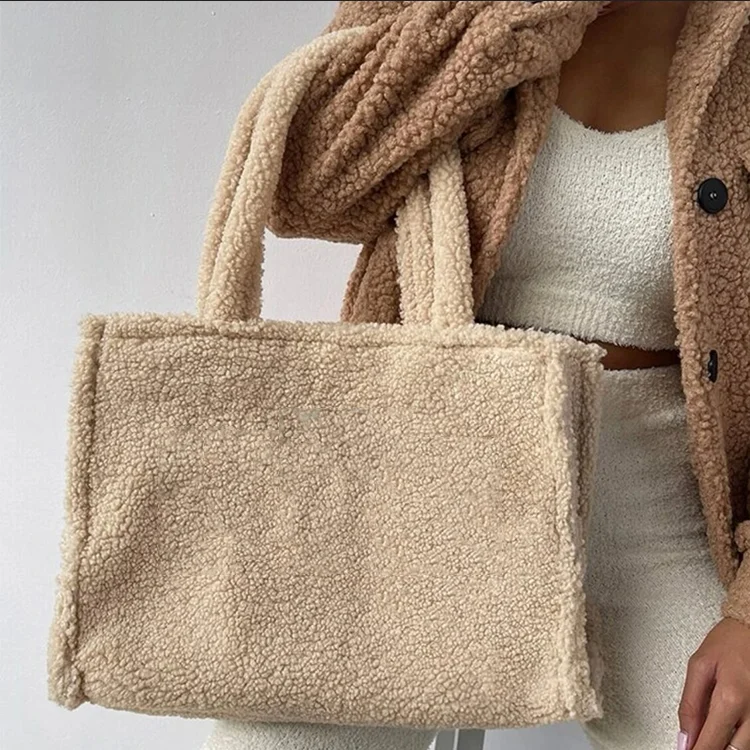 Winter Trendy Designer Teddy Handbags Cute Plush Women's Wool Fluffy ...